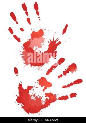 Scary blood human hand blot on white background realistic vector ...