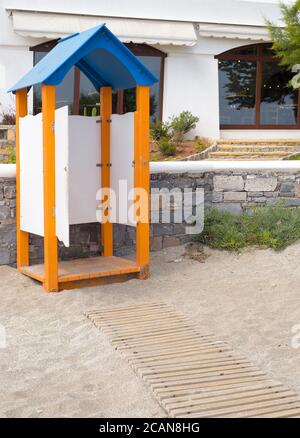 Changing booth on the beach Stock Photo - Alamy