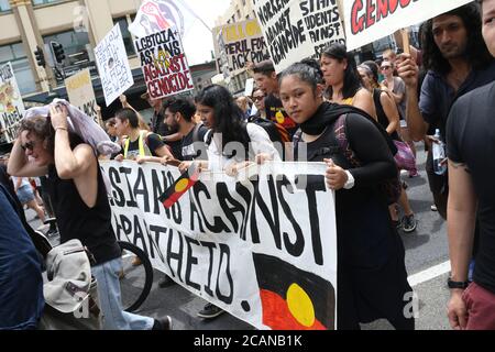 Aboriginal invasion day march on Australia Day in Sydney, Australia ...
