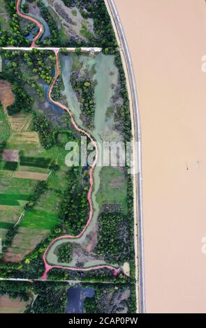 Xining. 7th Aug, 2020. Aerial photo taken on Aug. 7, 2020 shows the ...