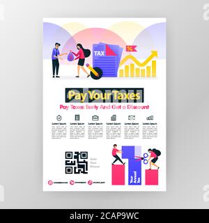 Paying taxes poster template layout. Financial charge percentage. Data ...