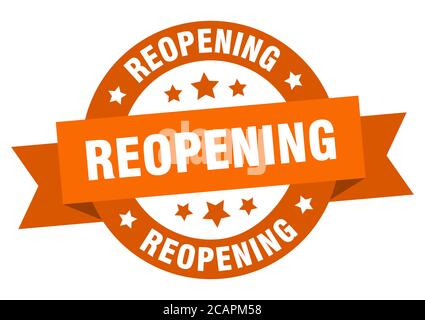 reopening round isolated ribbon label. reopening sign Stock Vector ...