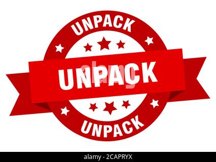 unpack round ribbon isolated label. unpack sign Stock Vector Image ...