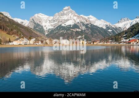Lake Eugenisee with Engelberg village, Switzerland Stock Photo - Alamy