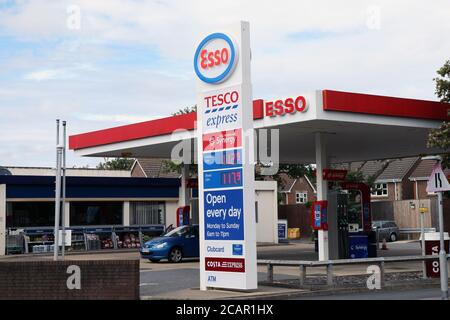 Esso petrol station at Tesco Express petrol station. Billingham. UK ...