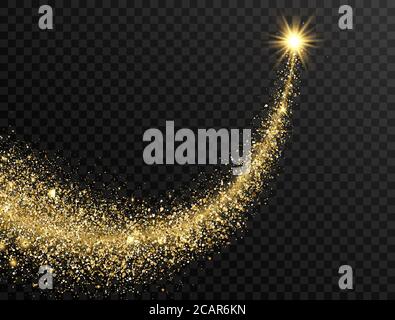 Star dust trail with glitter sparkling particles on transparent ...