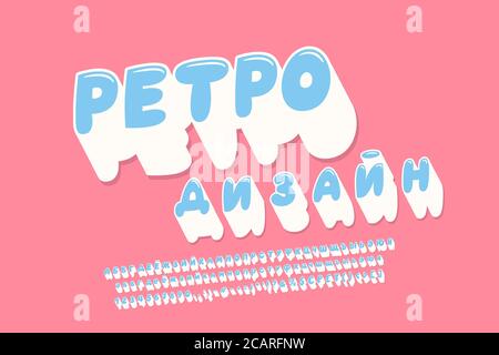 Retro style italic alphabet, long shadow vintage design. Pink yellow ...