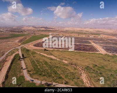 Sludge pits surrounding the As-Samra waste water treatment plant in ...
