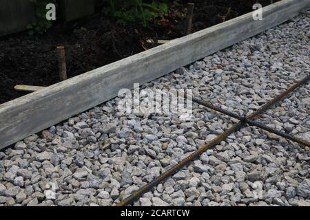 Concrete forms for a concrete patio Stock Photo - Alamy