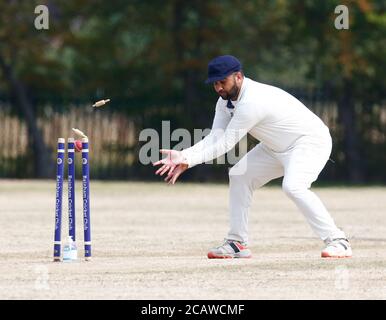 Jas Hothi of Rainham CC during Shepherd Neame Essex Cricket League ...