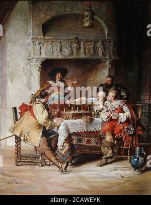 Gaisser Jakob Emanuel - Musketeers Playing Chess - German School - 19th ...