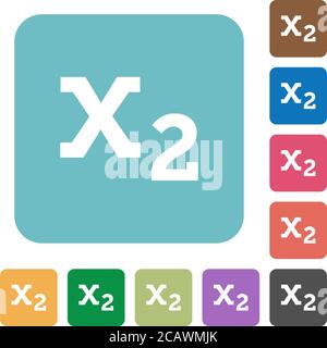 Subscript flat icons on rounded square vivid color backgrounds Stock ...