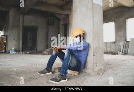 Upset Sad Construction Worker. Unhappy Foreman Contractor Stock Photo ...