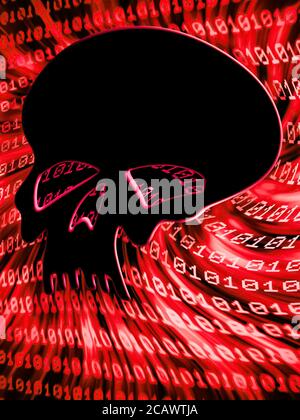 Binary Code Red Skull Stock Photo - Alamy
