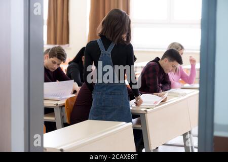 Exams Preparation. Group Of Multi-Ethnic Students Studying Together ...