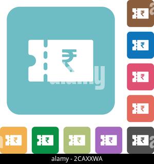 Indian Rupee discount coupon flat white icons on round color ...