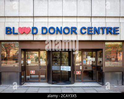 Entrance to the Blood Donor Centre at Lauriston Place, Edinburgh ...
