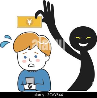 Man got scammed on the internet. Vector illustration isolated on white ...