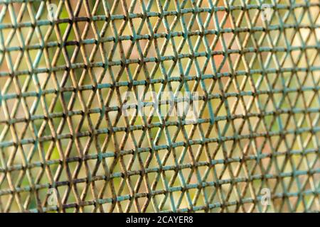 Rusty cage side view. Green Background Stock Photo - Alamy