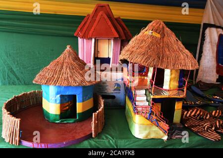 Rwanda traditional and modern houses sculptures in grass and wood Stock ...