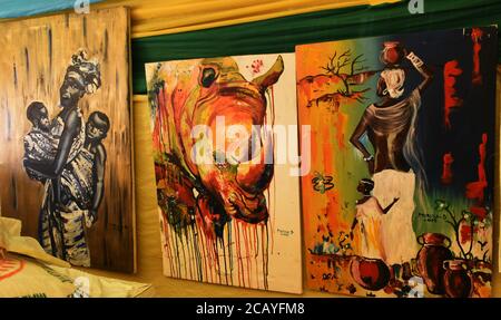 Rwandan's paintings being showcased Stock Photo - Alamy