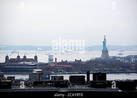 The Statue of Liberty arrives in New York Harbor, onboard the French ...