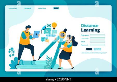 Distance learning brochure template. Quarantine, online education ...