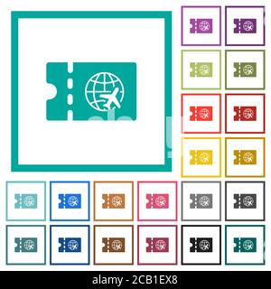 World travel discount coupon icons in round glossy buttons with steel ...