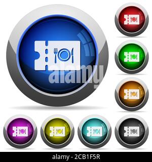 Eating discount coupon icons on round color glass buttons Stock Vector ...