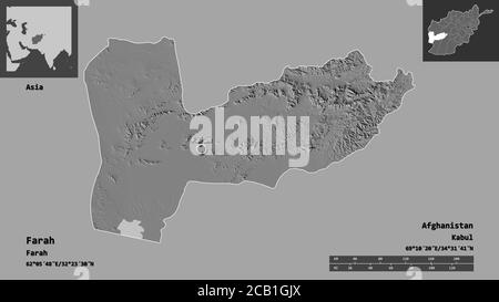 Farah, province of Afghanistan. Bilevel elevation map with lakes and ...