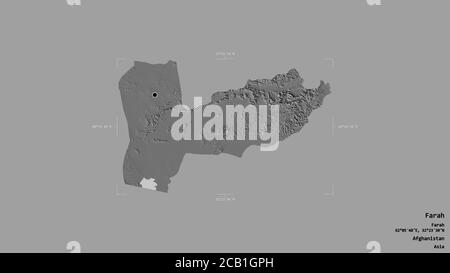 Farah, province of Afghanistan. Bilevel elevation map with lakes and ...