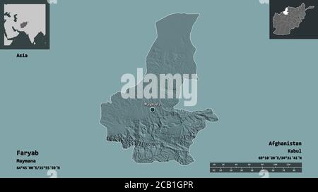Faryab, province of Afghanistan. Elevation map colored in wiki style ...