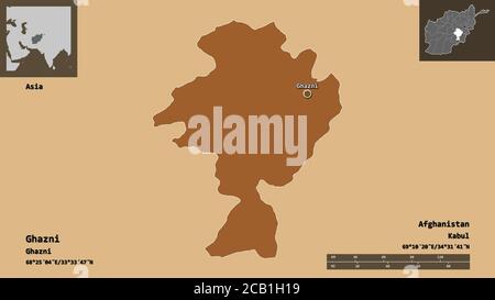 Shape of Ghazni, province of Afghanistan, with its capital isolated on ...