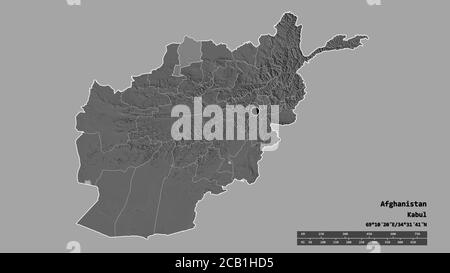 Jawzjan, province of Afghanistan. Bilevel elevation map with lakes and ...