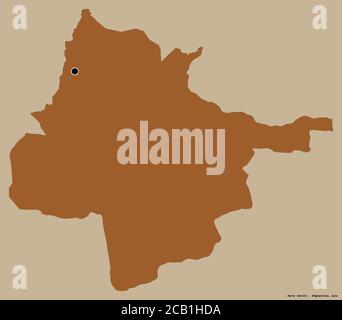 Hirat, province of Afghanistan. Solid color shape. Locations of major ...