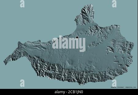 Nangarhar, province of Afghanistan. Colored elevation map with lakes ...