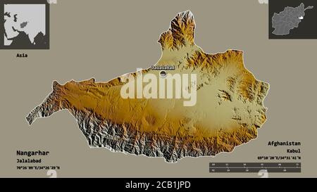 Shape of Nangarhar, province of Afghanistan, with its capital isolated ...