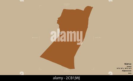 Area of Nimruz, province of Afghanistan, isolated on a solid background ...