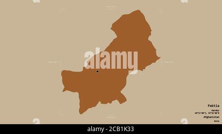 Zoom in on Paktia (province of Afghanistan) extruded. Oblique ...