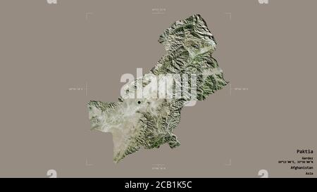 Zoom in on Paktia (province of Afghanistan) extruded. Oblique ...