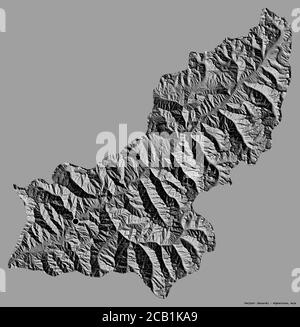 Panjshir, province of Afghanistan. Bilevel elevation map with lakes and ...