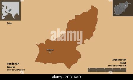 Shape of Panjshir, province of Afghanistan, with its capital isolated ...