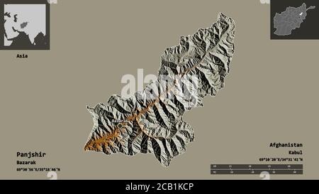 Shape of Panjshir, province of Afghanistan, with its capital isolated ...