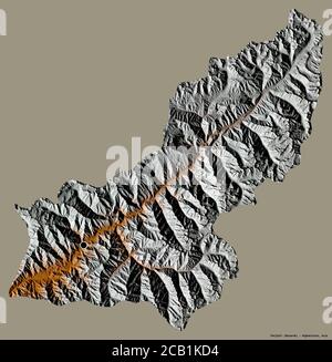 Panjshir, province of Afghanistan. Solid color shape. Locations and ...