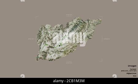 Area of Urozgan, province of Afghanistan, isolated on a solid ...