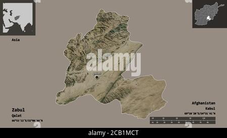 Shape of Zabul, province of Afghanistan, with its capital isolated on ...