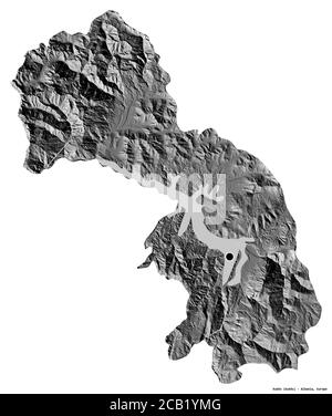 Kukes, county of Albania. Bilevel elevation map with lakes and rivers ...