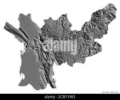 Lezhe, county of Albania. Bilevel elevation map with lakes and rivers ...