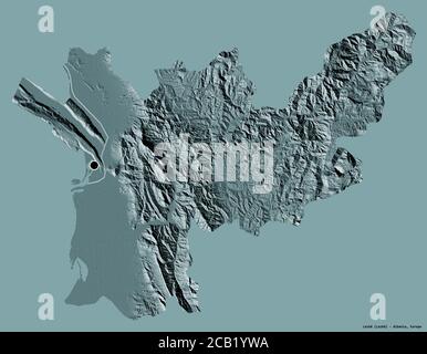 Lezhe, county of Albania. Elevation map colored in wiki style with ...