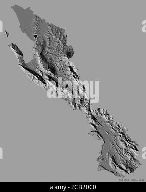 Vlore, county of Albania. Bilevel elevation map with lakes and rivers ...